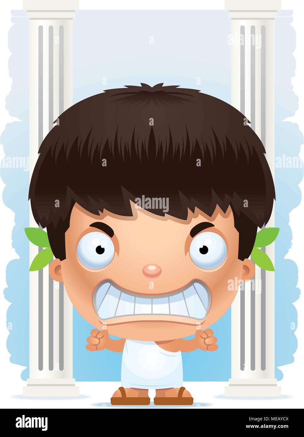 A cartoon illustration of a Greek boy looking angry Stock Vector Image ...