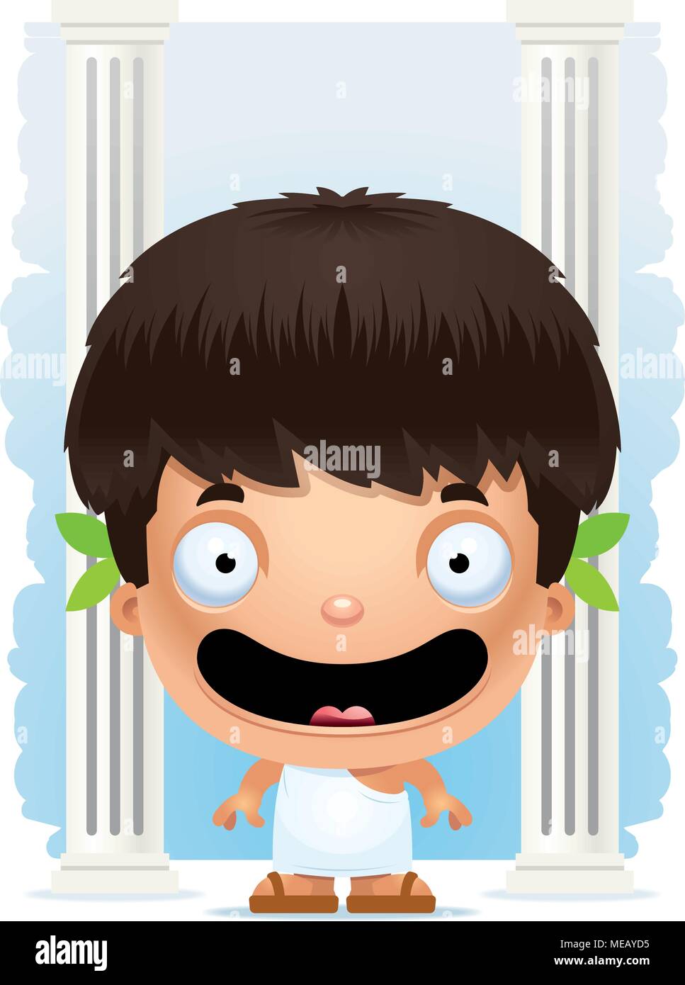 A cartoon illustration of a Greek boy standing and smiling Stock Vector ...