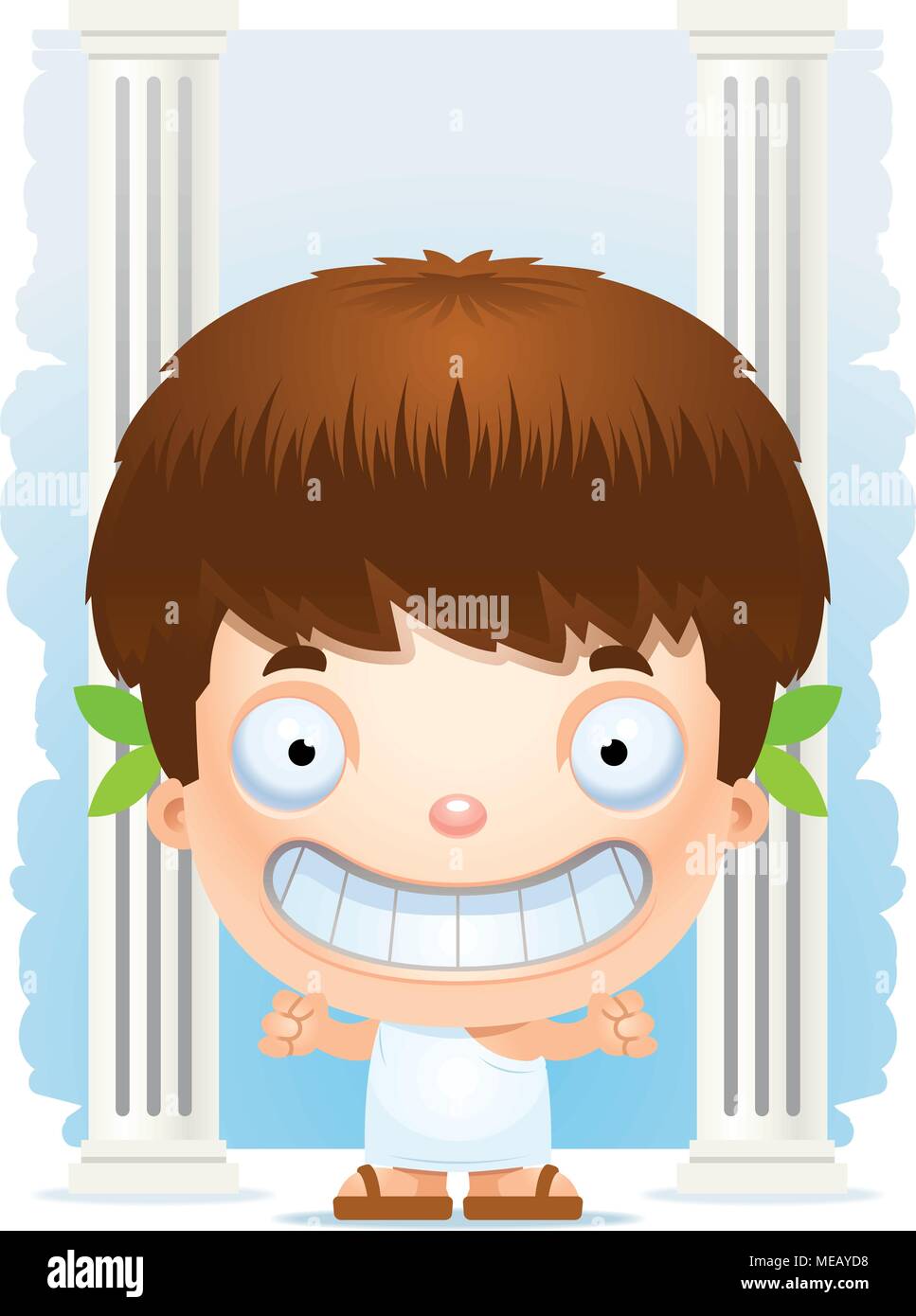 A cartoon illustration of a Greek boy standing and smiling Stock Vector ...
