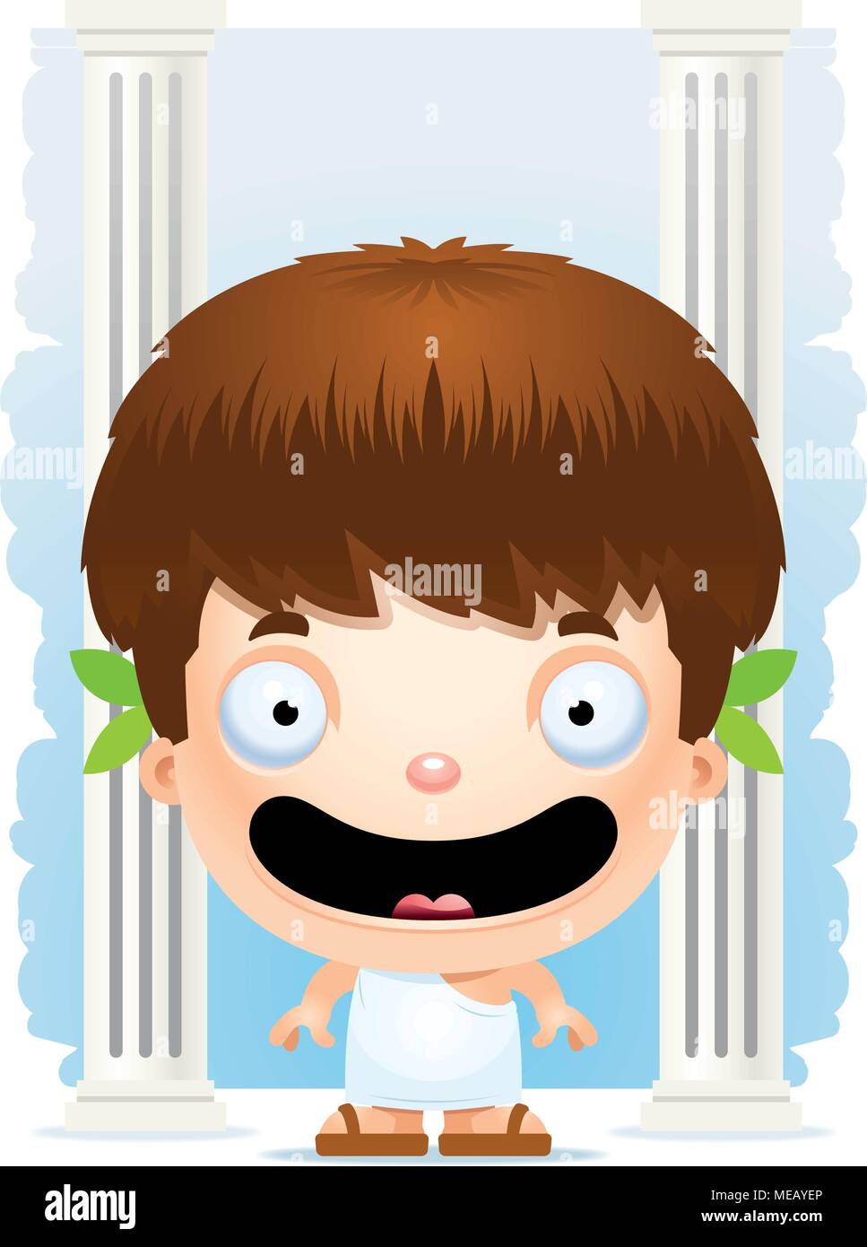 A cartoon illustration of a Greek boy standing and smiling Stock Vector ...