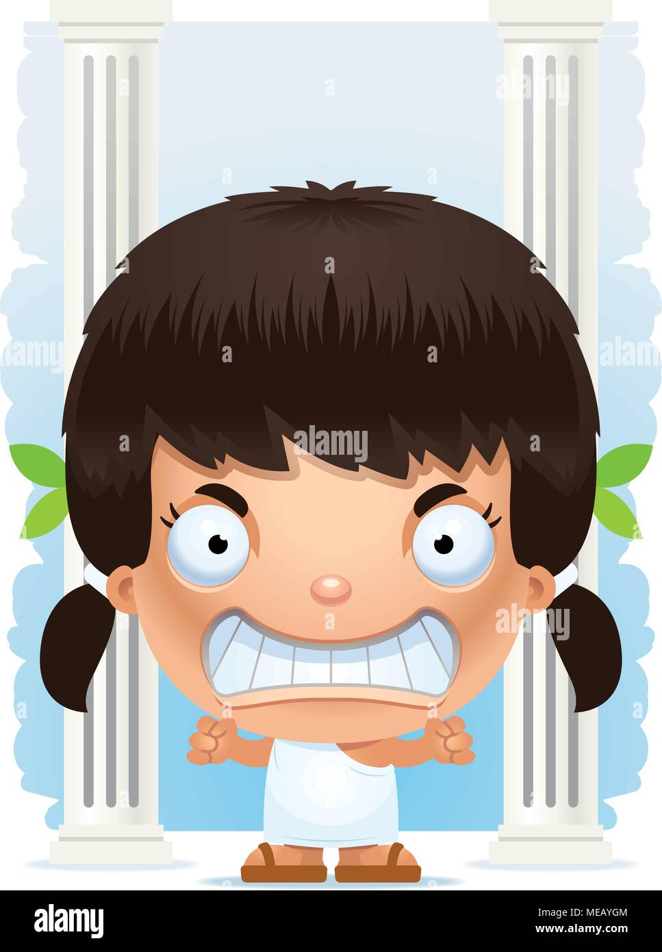 A cartoon illustration of a Greek girl looking angry Stock Vector Image ...