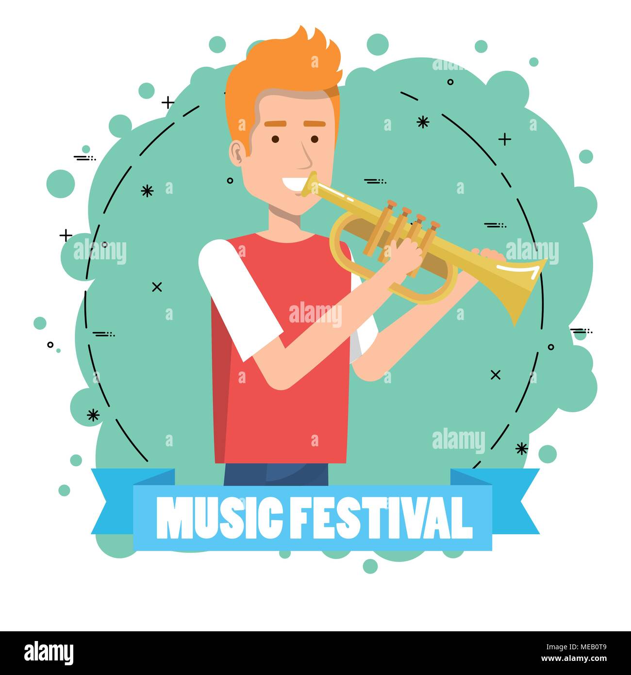 music festival live with man playing trumpet vector illustration design ...