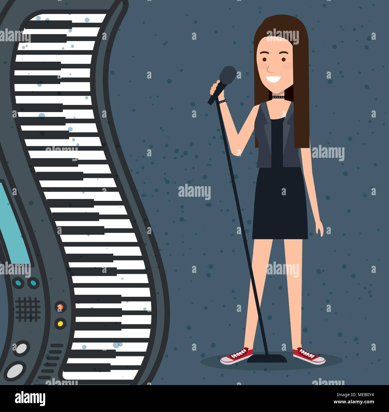 music festival live with woman singing vector illustration design Stock ...