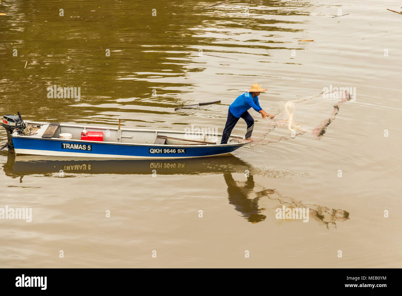 Fishing on the Sarawak river in Kuching Sarawak Malaysia Borneo Stock ...