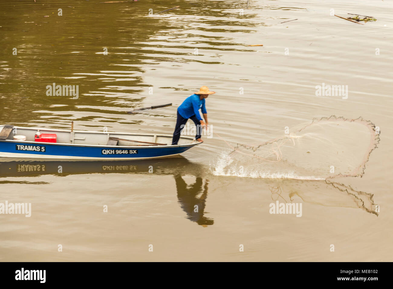 Fishing on the Sarawak river in Kuching Sarawak Malaysia Borneo Stock ...