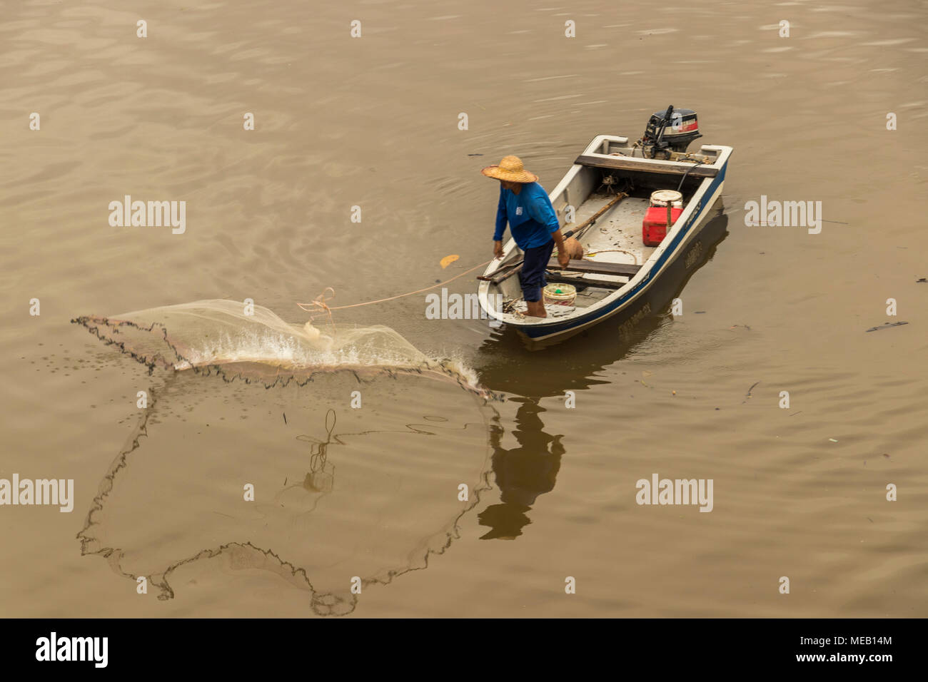 Fishing on the Sarawak river in Kuching Sarawak Malaysia Borneo Stock ...