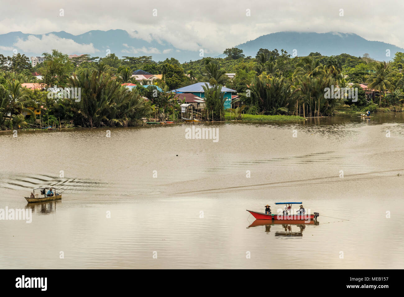 Fishing on the Sarawak river in Kuching Sarawak Malaysia Borneo Stock ...