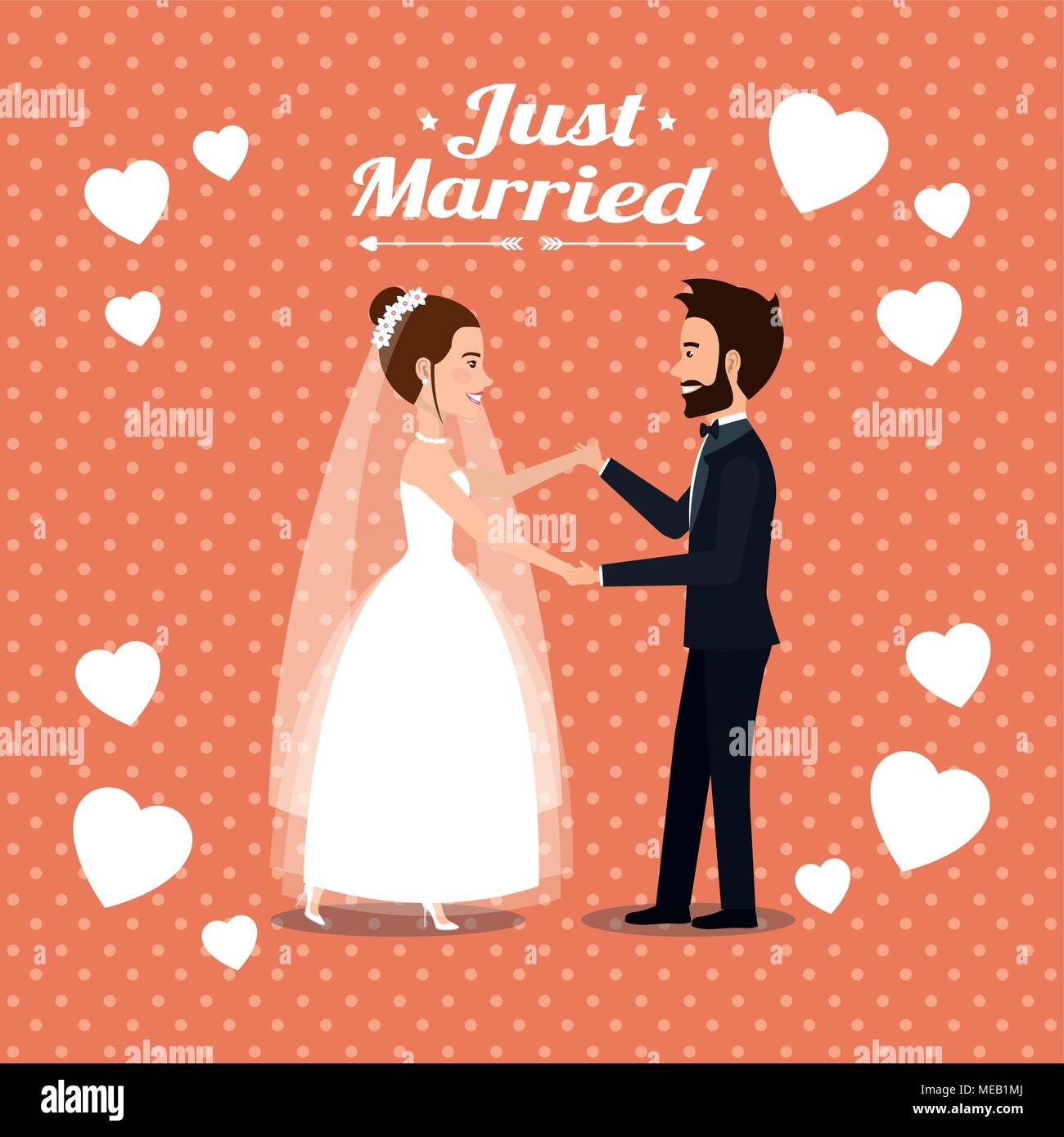 just married couple dancing avatars characters vector illustration ...