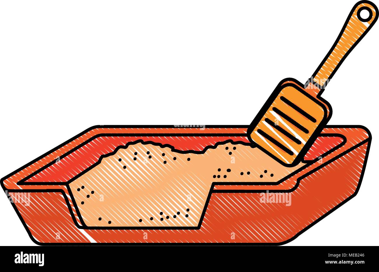 cat sand box with shovel vector illustration design Stock Vector Image ...
