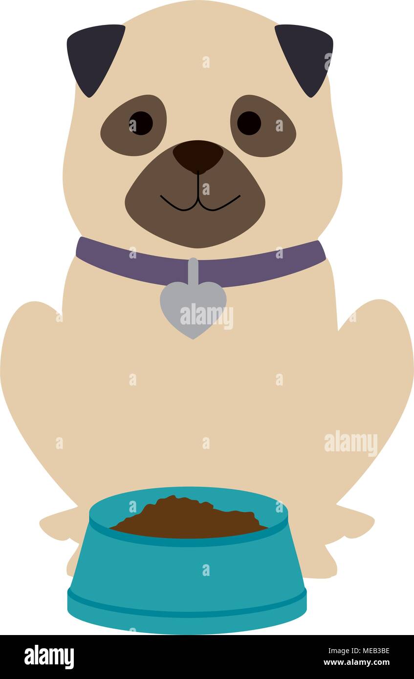cute dog breed with dish food character Stock Vector Image & Art - Alamy