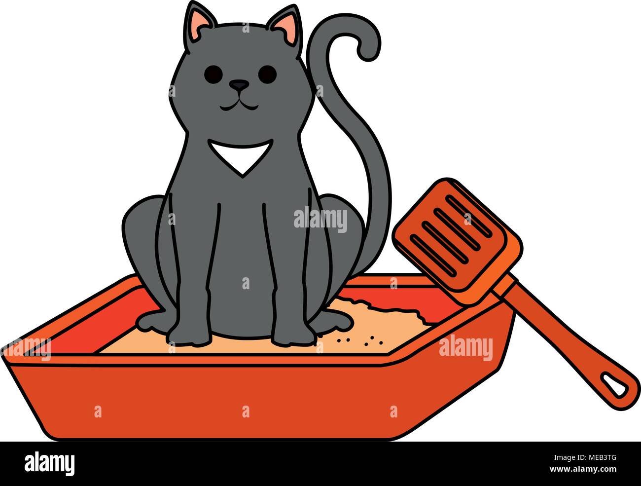 cute cat mascot in the sand box character Stock Vector Image & Art - Alamy