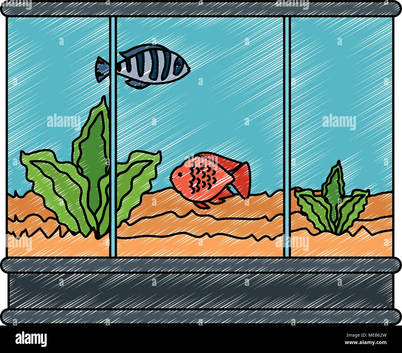 square aquarium with colors fish Stock Vector Image & Art - Alamy