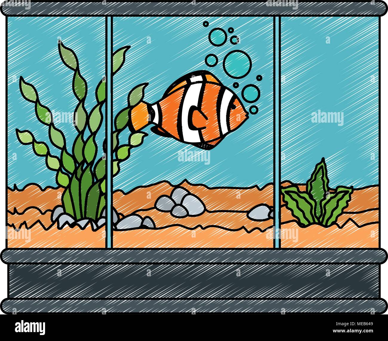 square aquarium with colors fish Stock Vector Image & Art - Alamy