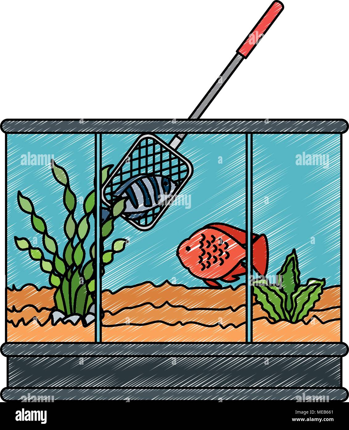 Square Fish Tank Cartoon