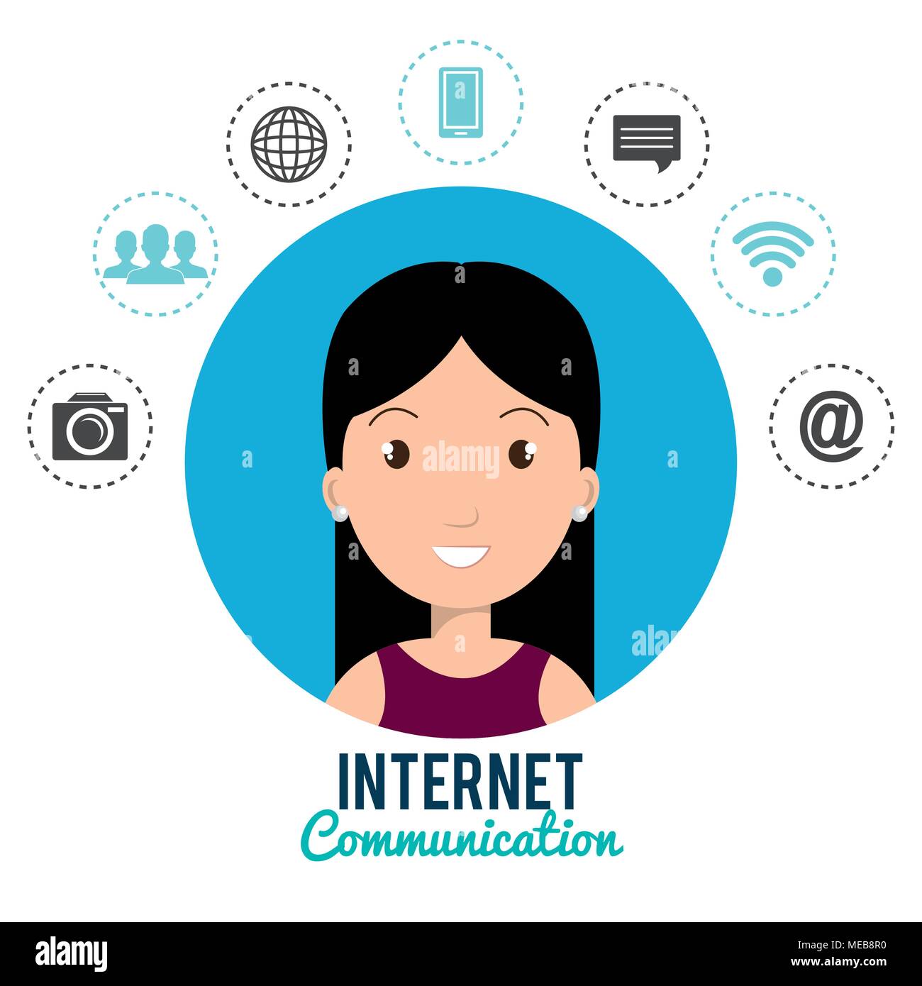 woman with social network icons Stock Vector Image & Art - Alamy