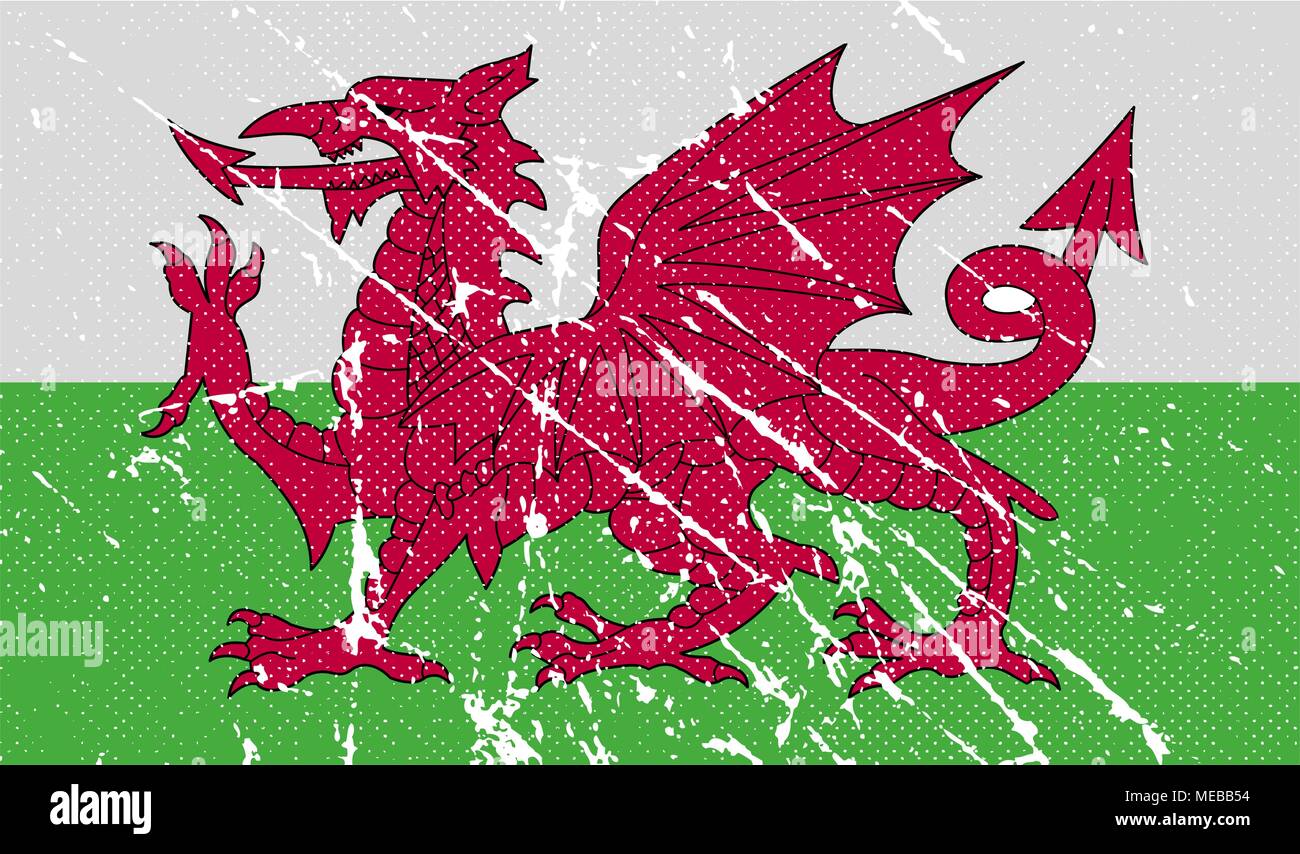 Flag of Wales with old texture. Vector illustration Stock Vector Image ...