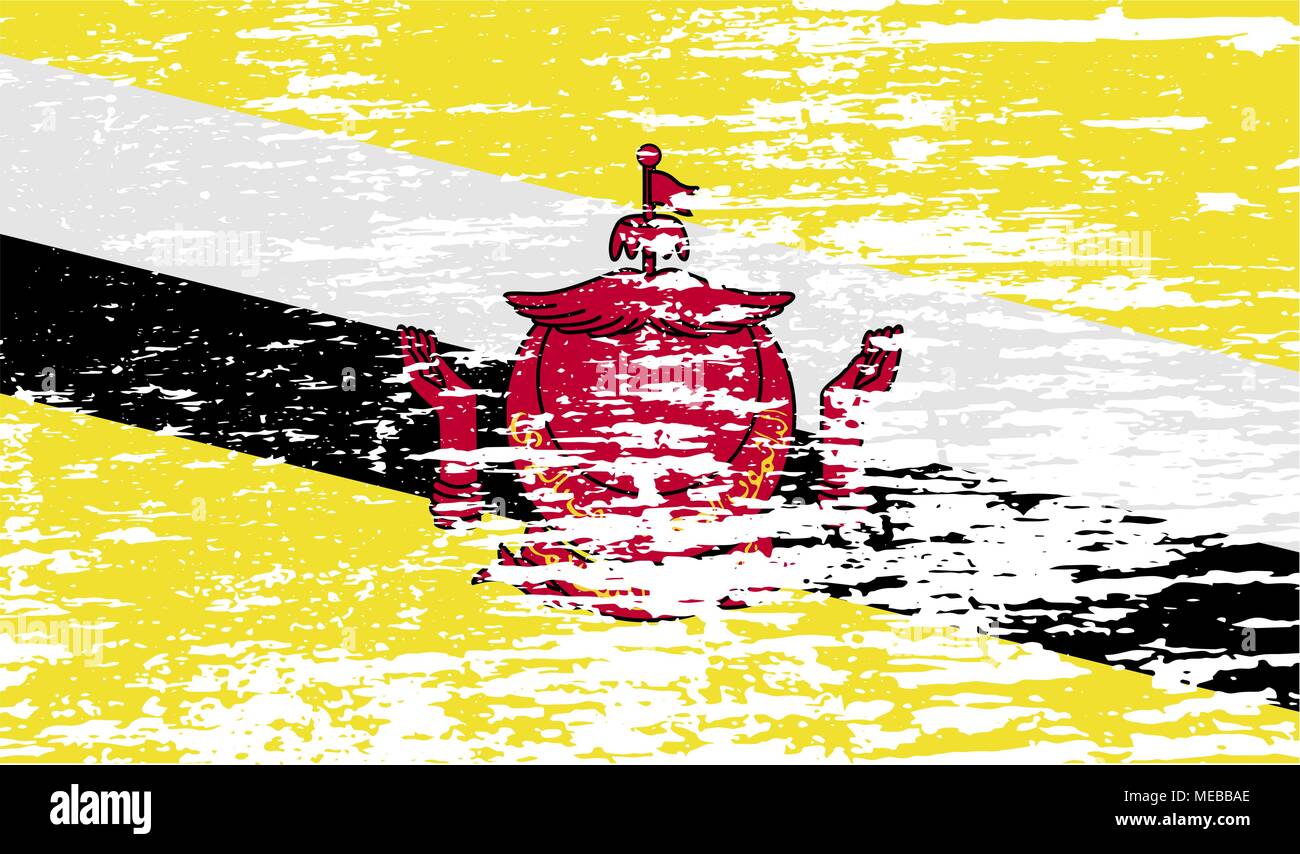 Flag of Brunei with old texture. Vector illustration Stock Vector Image ...