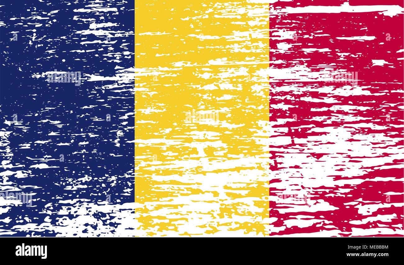 Flag of Chad with old texture. Vector illustration Stock Vector Image ...