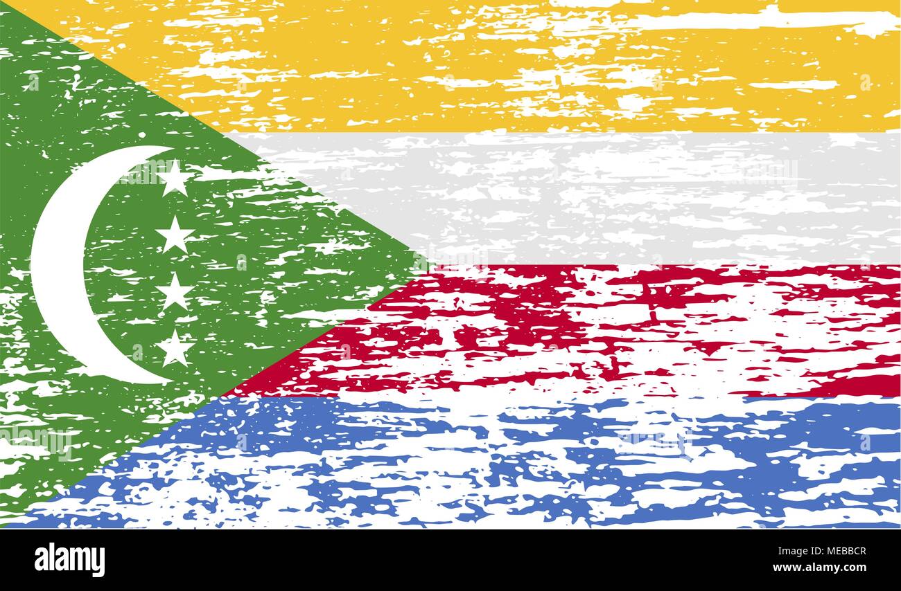 Flag of Comoros with old texture. Vector illustration Stock Vector ...
