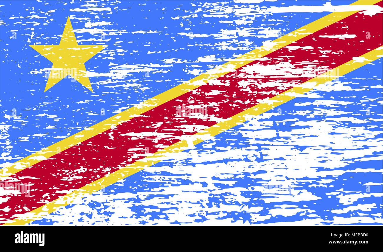 Flag of Congo Democratic Republic with old texture. Vector illustration ...
