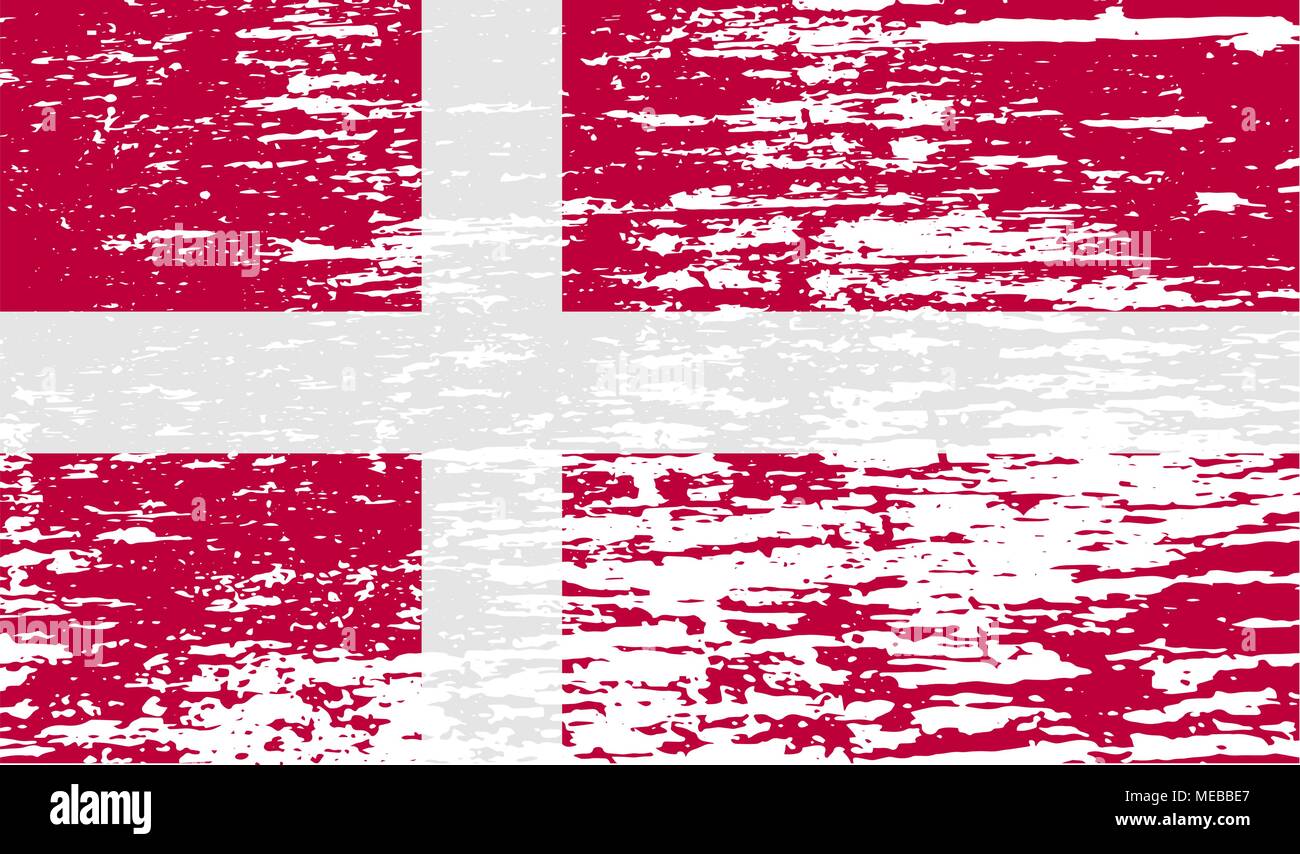 Flag of Denmark with old texture. Vector illustration Stock Vector ...