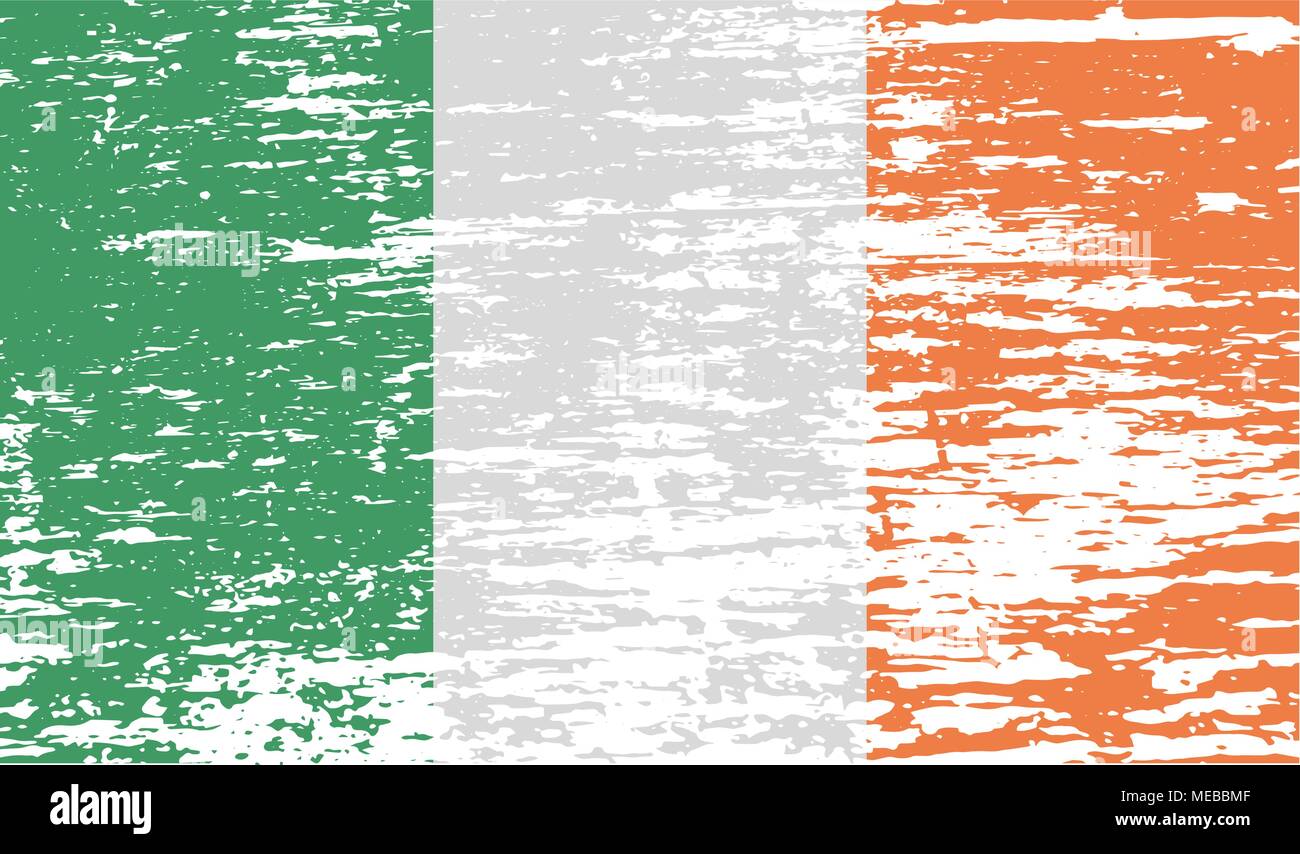 Flag of Ireland with old texture. Vector illustration Stock Vector ...