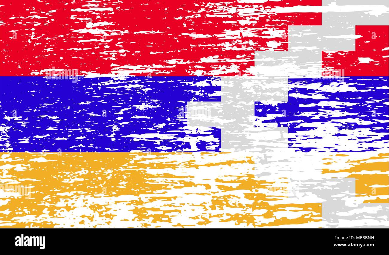 Flag of Karabakh Republic with old texture. Vector illustration Stock ...