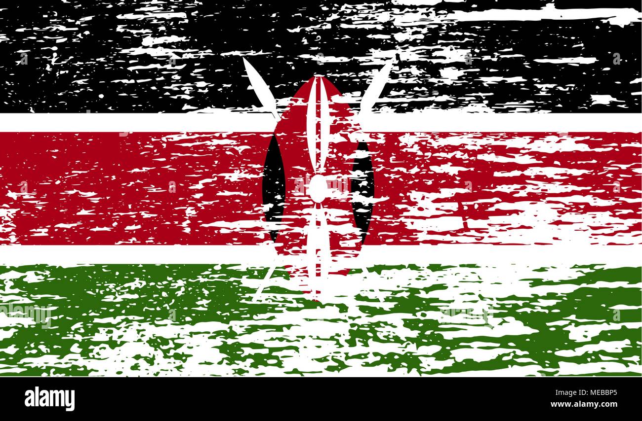 Flag of Kenya with old texture. Vector illustration Stock Vector Image ...