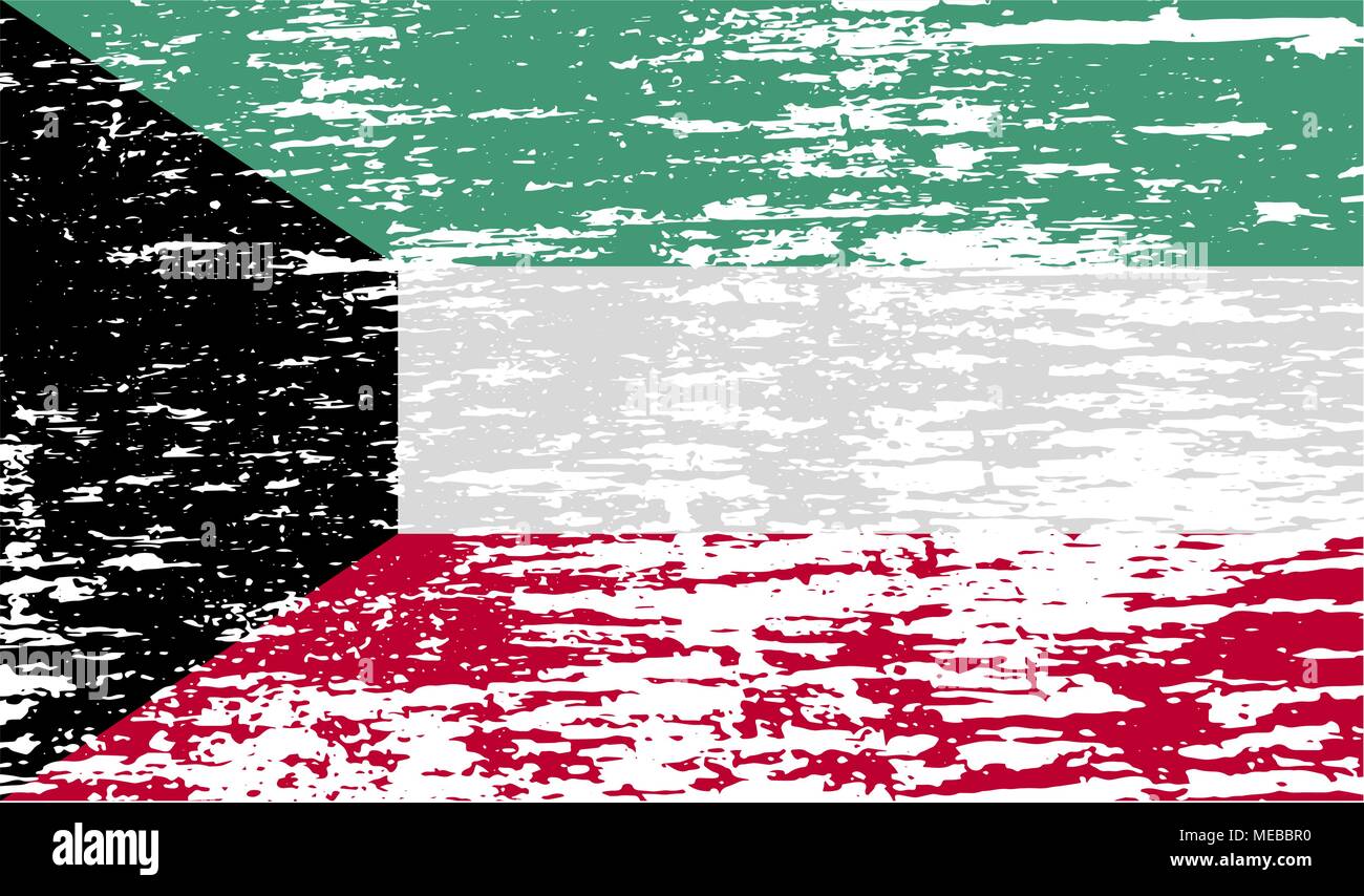 Flag of Kuwait with old texture. Vector illustration Stock Vector Image ...