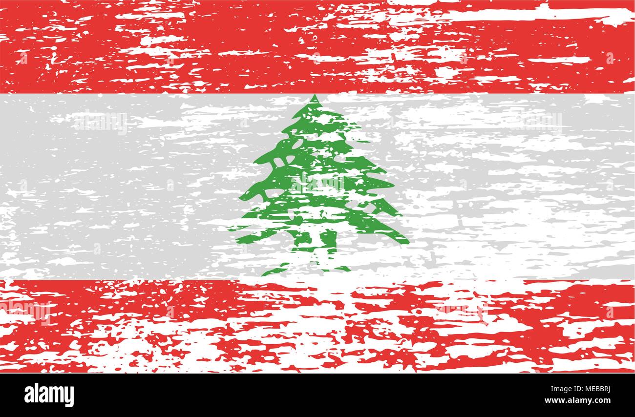 Flag of Lebanon with old texture. Vector illustration Stock Vector ...