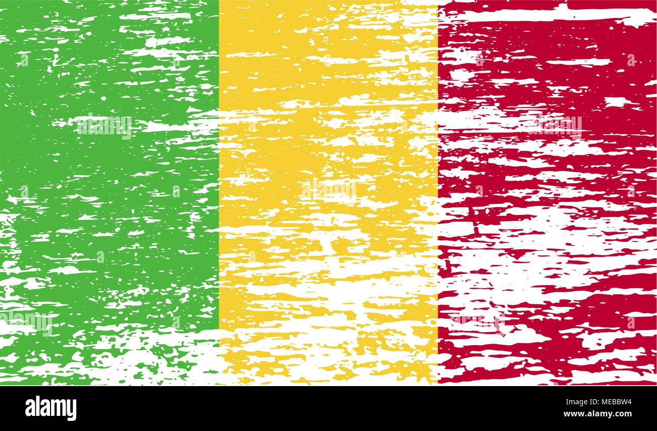 Flag of Mali with old texture. Vector illustration Stock Vector Image ...