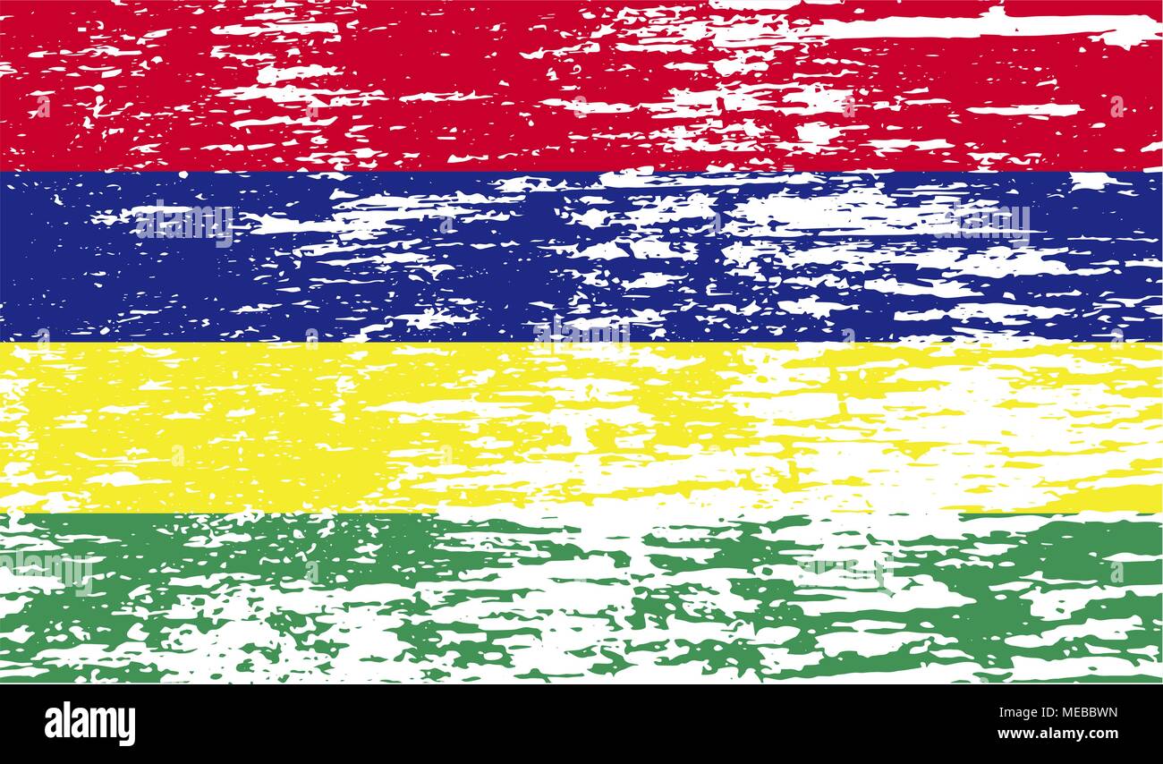 Flag of Mauritius with old texture. Vector illustration Stock Vector ...