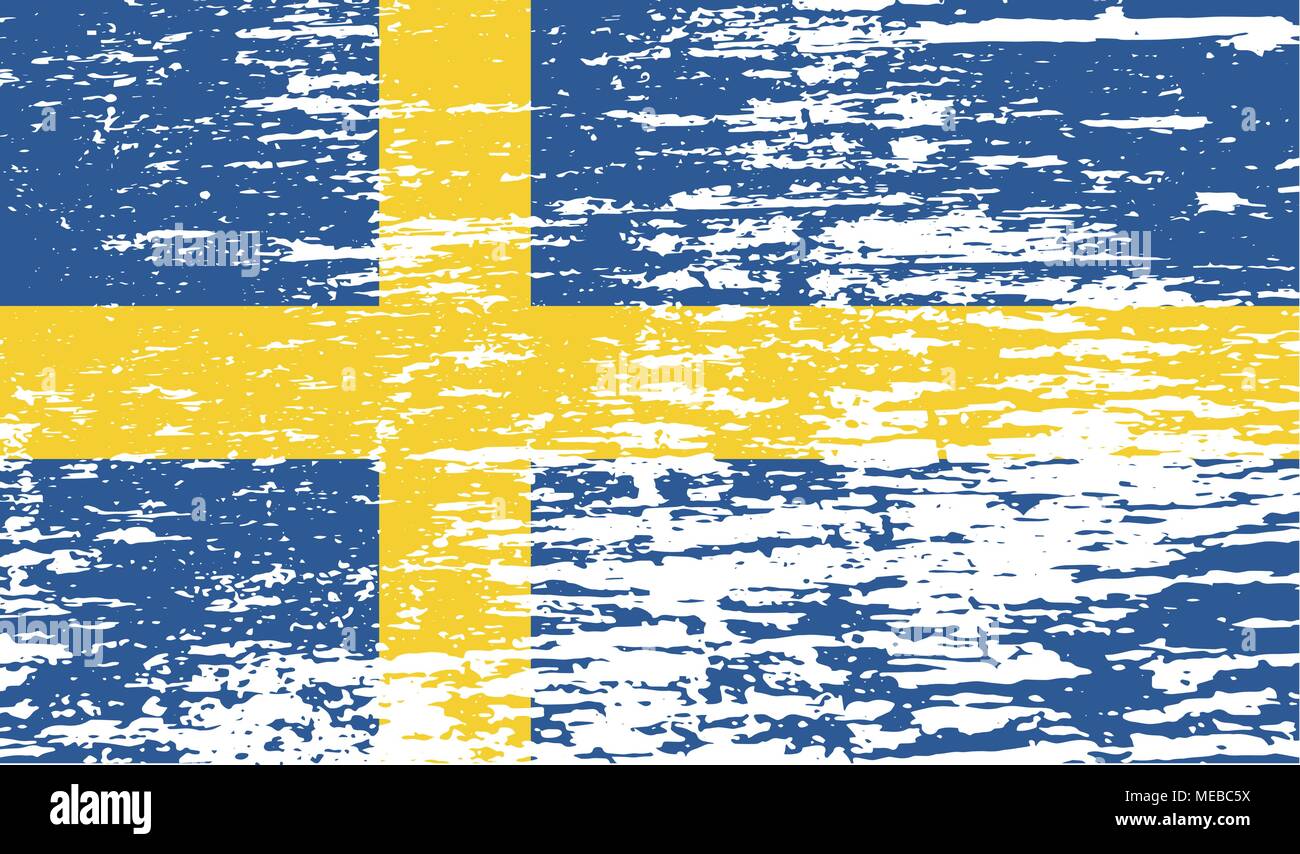 Flag of Sweden with old texture. Vector illustration Stock Vector Image ...