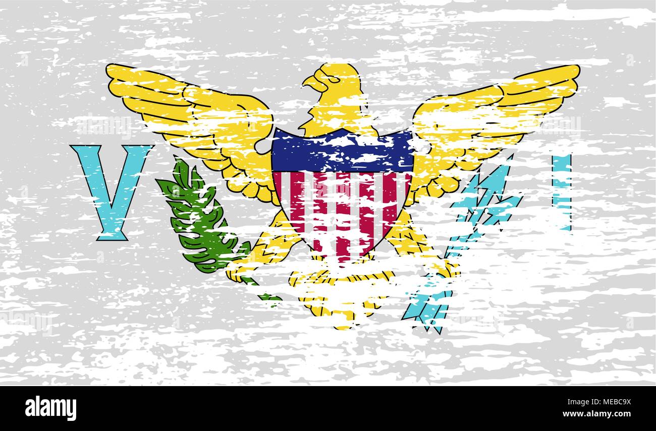 Flag of Virgin Islands US with old texture. Vector illustration Stock ...