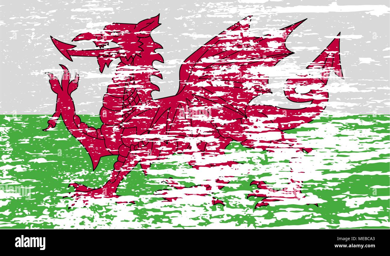 Flag of Wales with old texture. Vector illustration Stock Vector Image ...