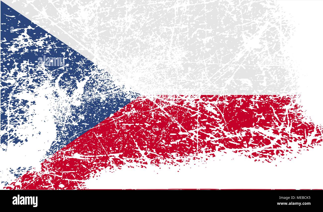 Flag of Czech Republic with old texture. Vector illustration Stock ...