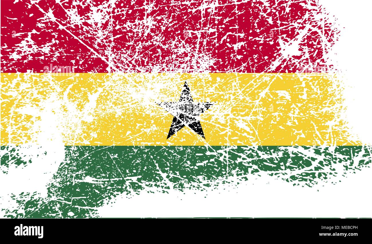 Flag of Ghana with old texture. Vector illustration Stock Vector Image ...