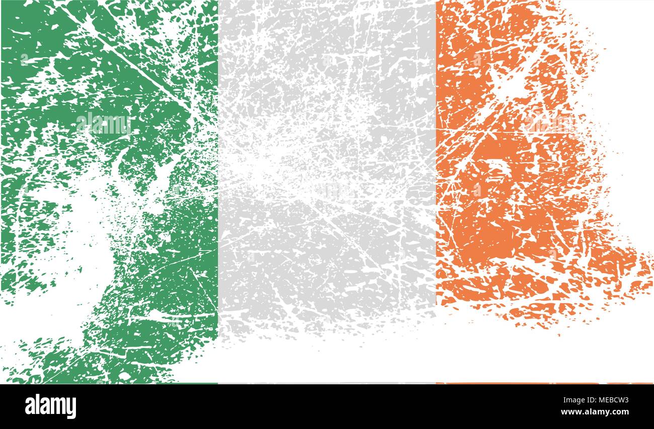 Flag of Ireland with old texture. Vector illustration Stock Vector ...