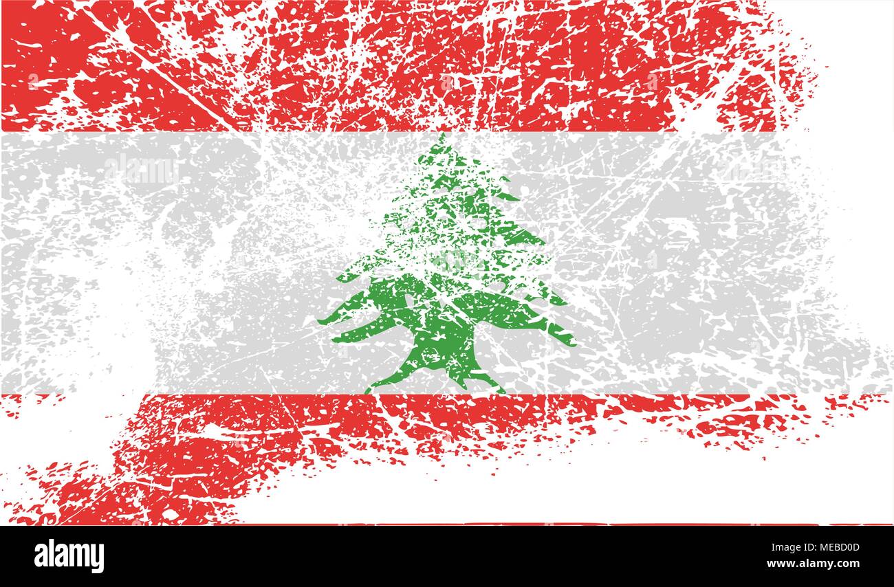 Flag of Lebanon with old texture. Vector illustration Stock Vector ...