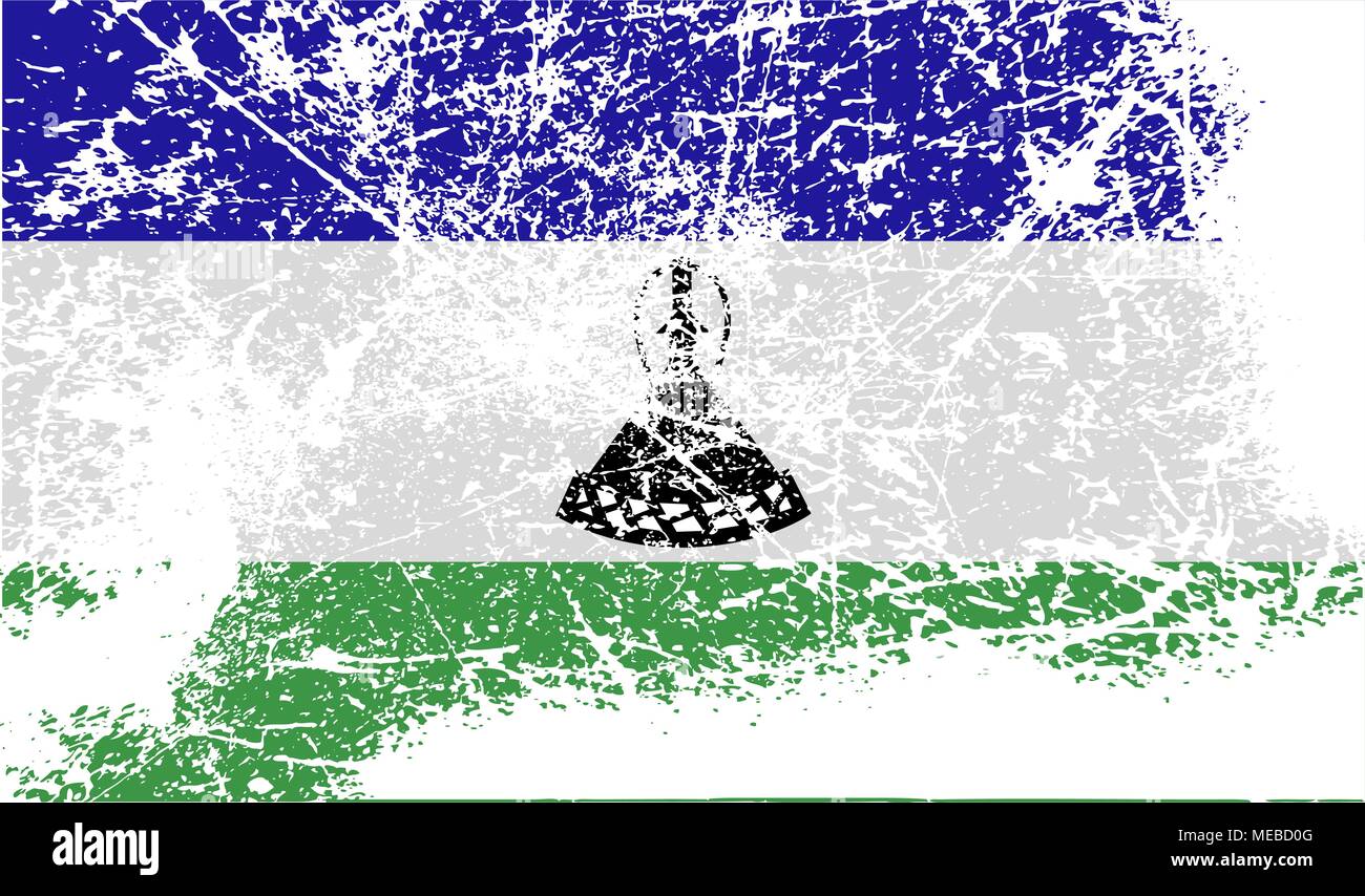 Flag of Lesotho with old texture. Vector illustration Stock Vector ...