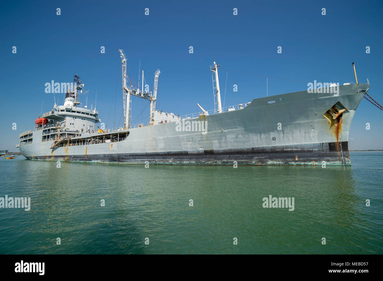 RFA Gold Rover moored in Portsmouth harbour after being decommissioned ...
