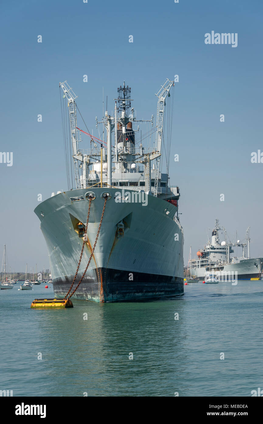 RFA Gold Rover & Black Rover moored in Portsmouth harbour after being ...
