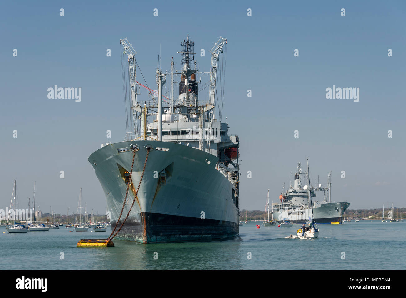 RFA Gold Rover & Black Rover moored in Portsmouth harbour after being ...
