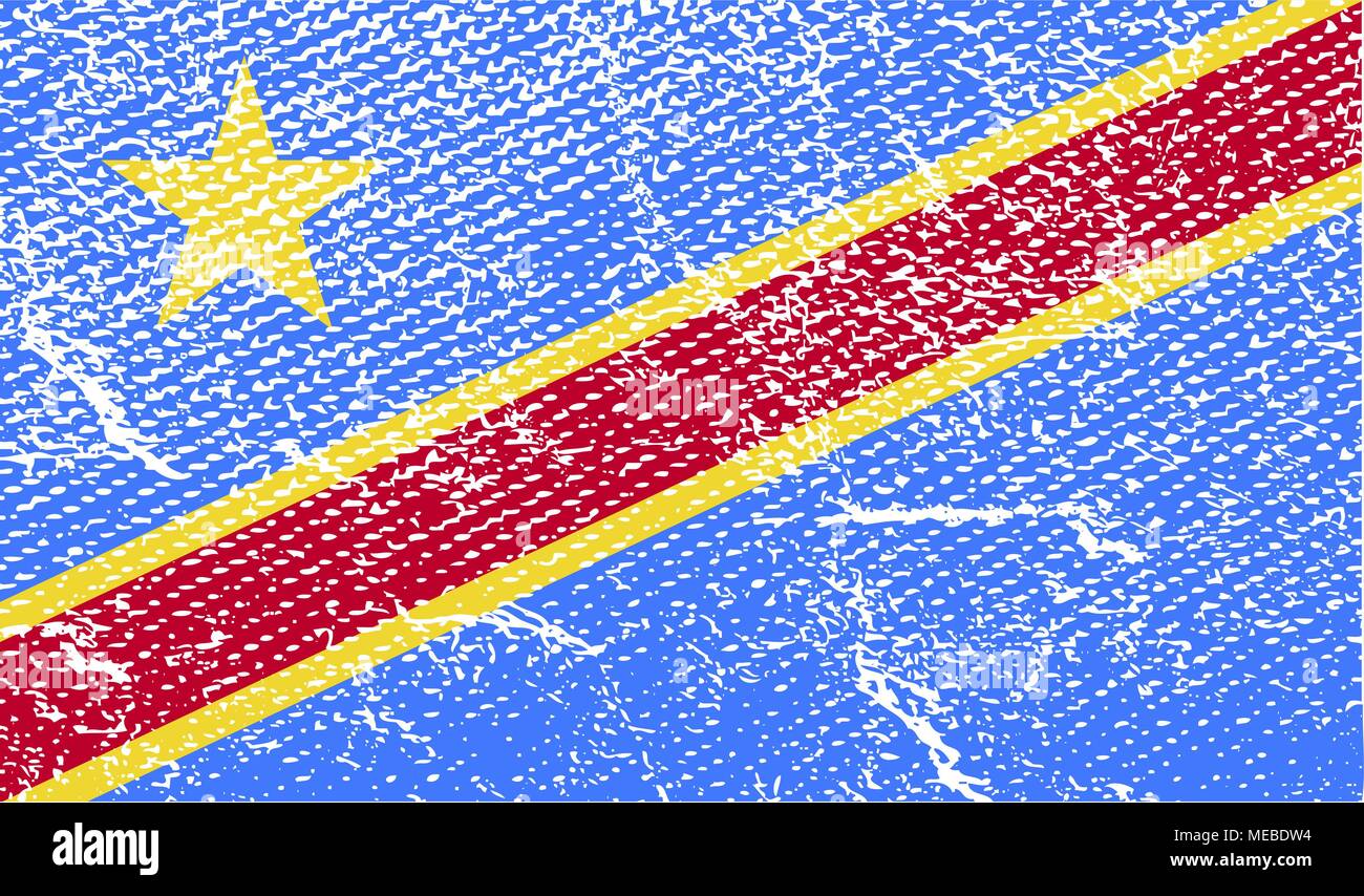 Flag of Congo Democratic Republic with old texture. Vector illustration ...