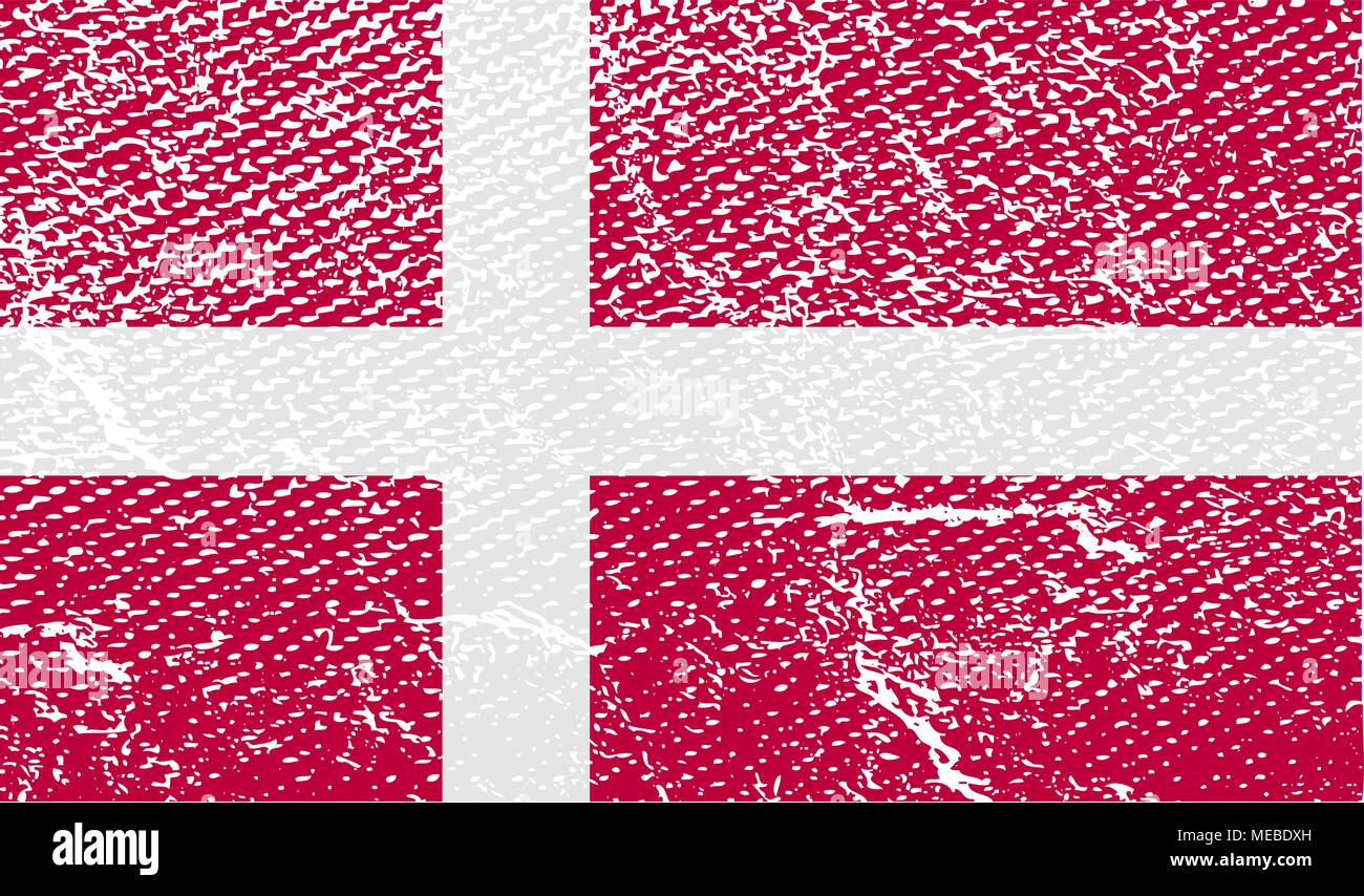 Flag of Denmark with old texture. Vector illustration Stock Vector ...