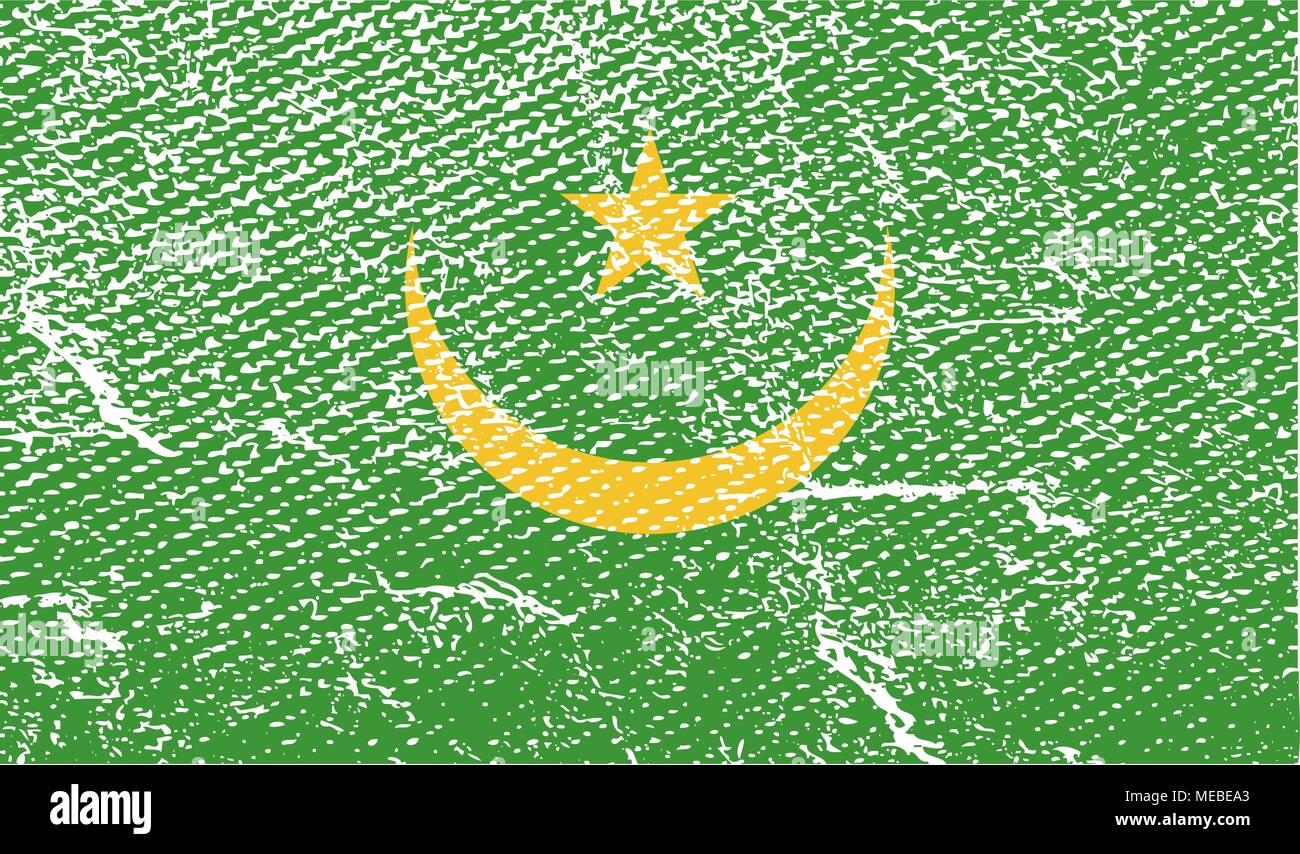 Flag Of Mauritania With Old Texture Vector Illustration Stock Vector