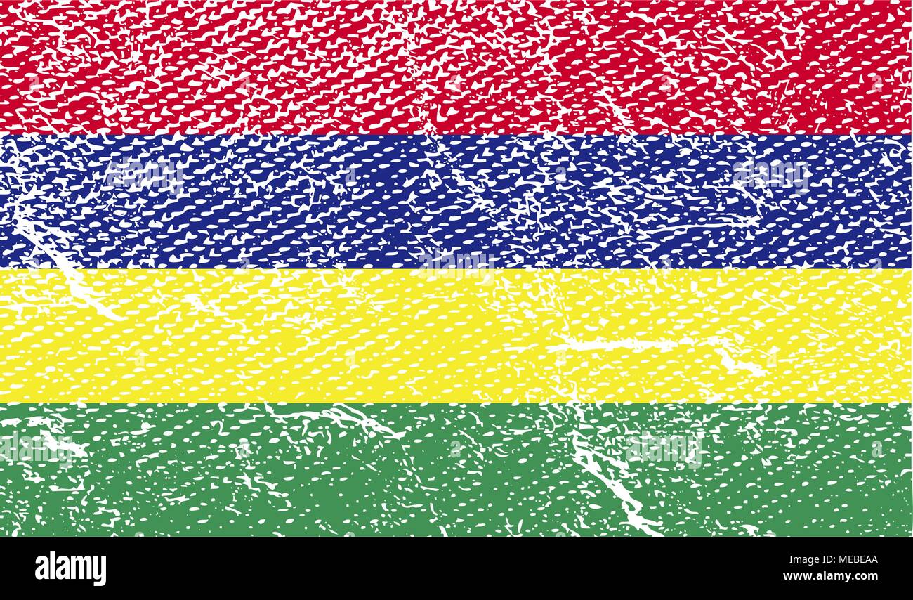 Flag of Mauritius with old texture. Vector illustration Stock Vector ...
