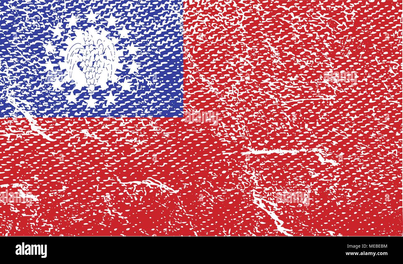 Flag of Myanmar Burma with old texture. Vector illustration Stock ...
