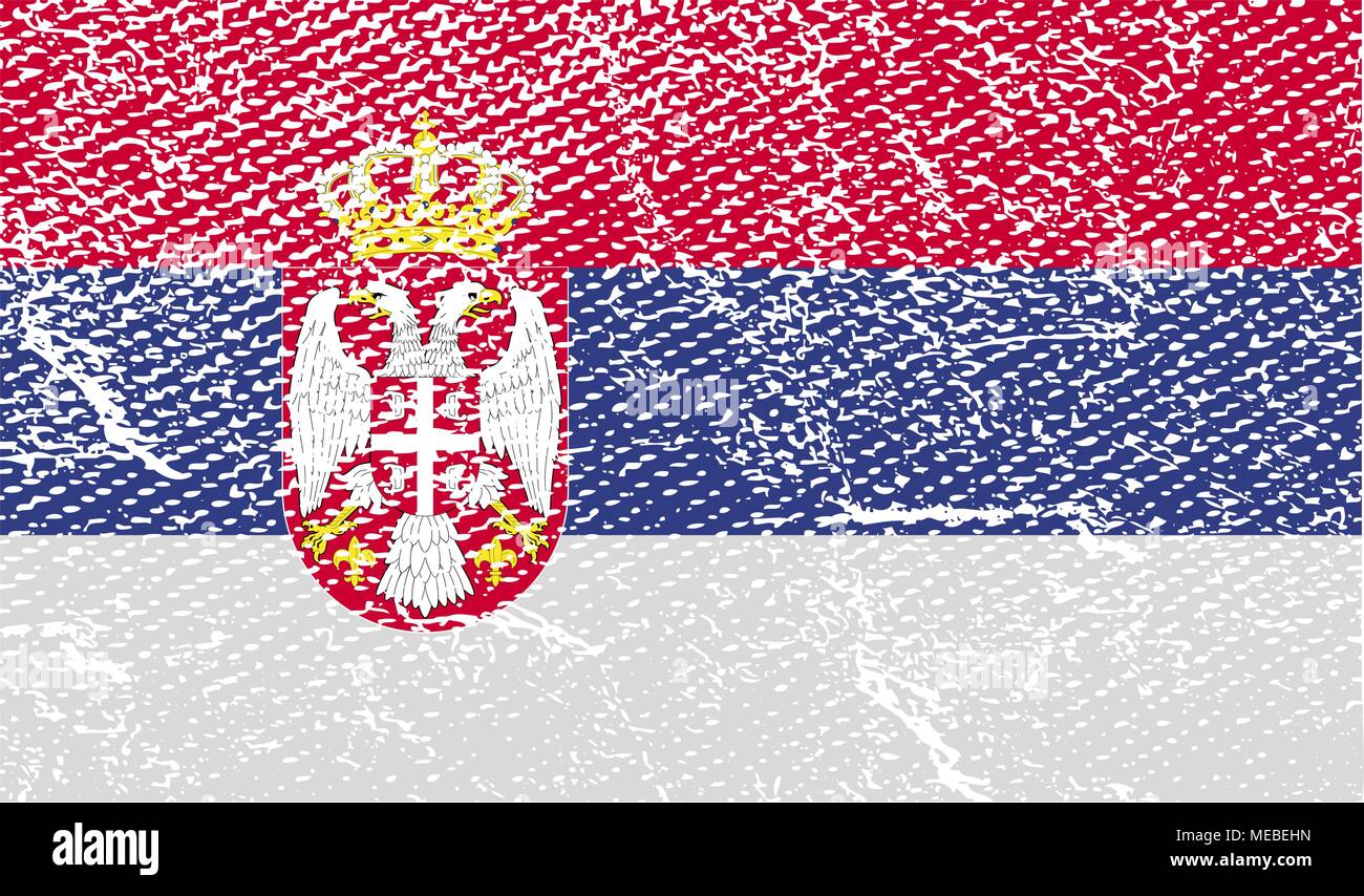 Flag of Serbia with old texture. Vector illustration Stock Vector Image ...