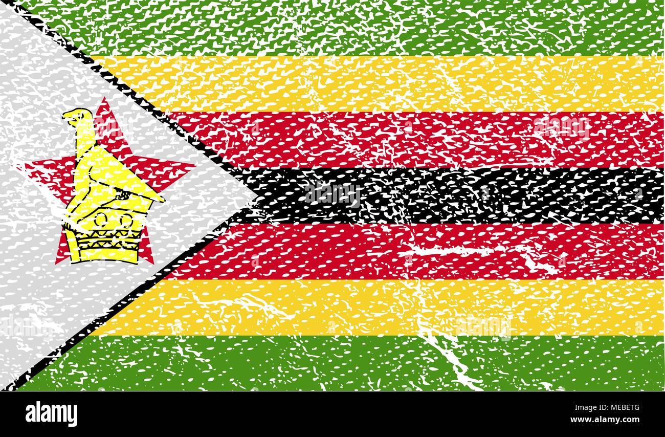 Flag of Zimbabwe with old texture. Vector illustration Stock Vector ...